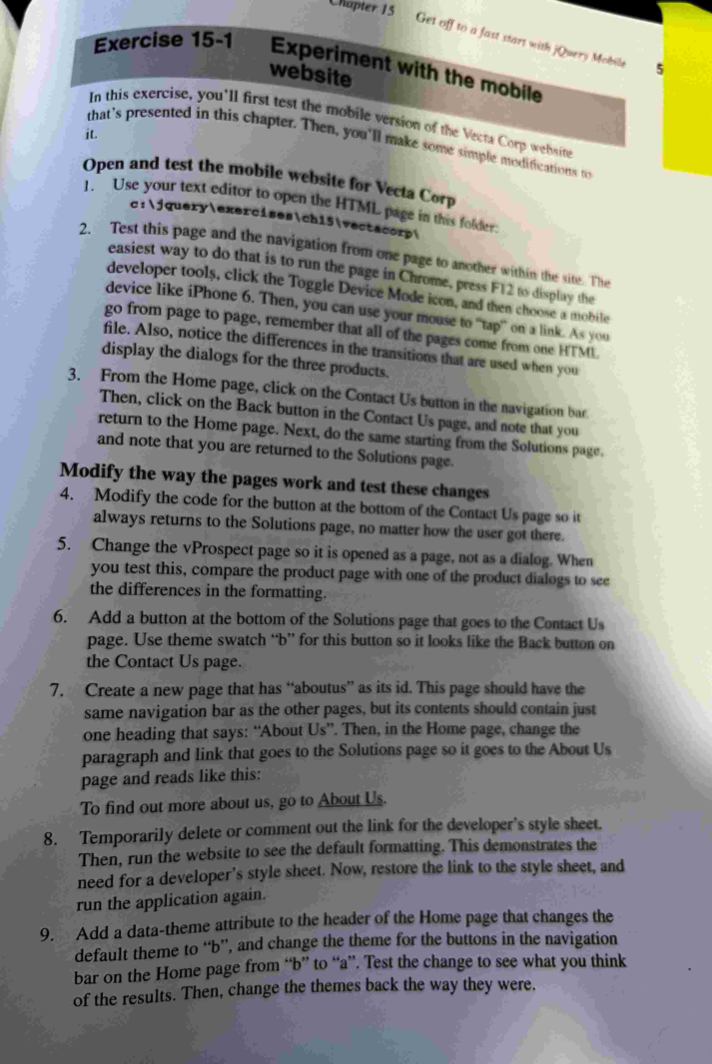 Solved Exercise 15-1 ﻿Experiment with the mobile websitein | Chegg.com