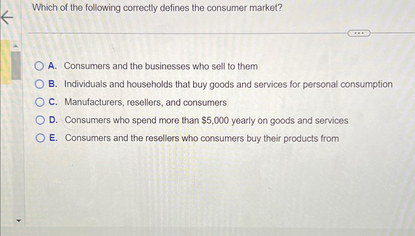 Solved Which of the following correctly defines the consumer | Chegg.com