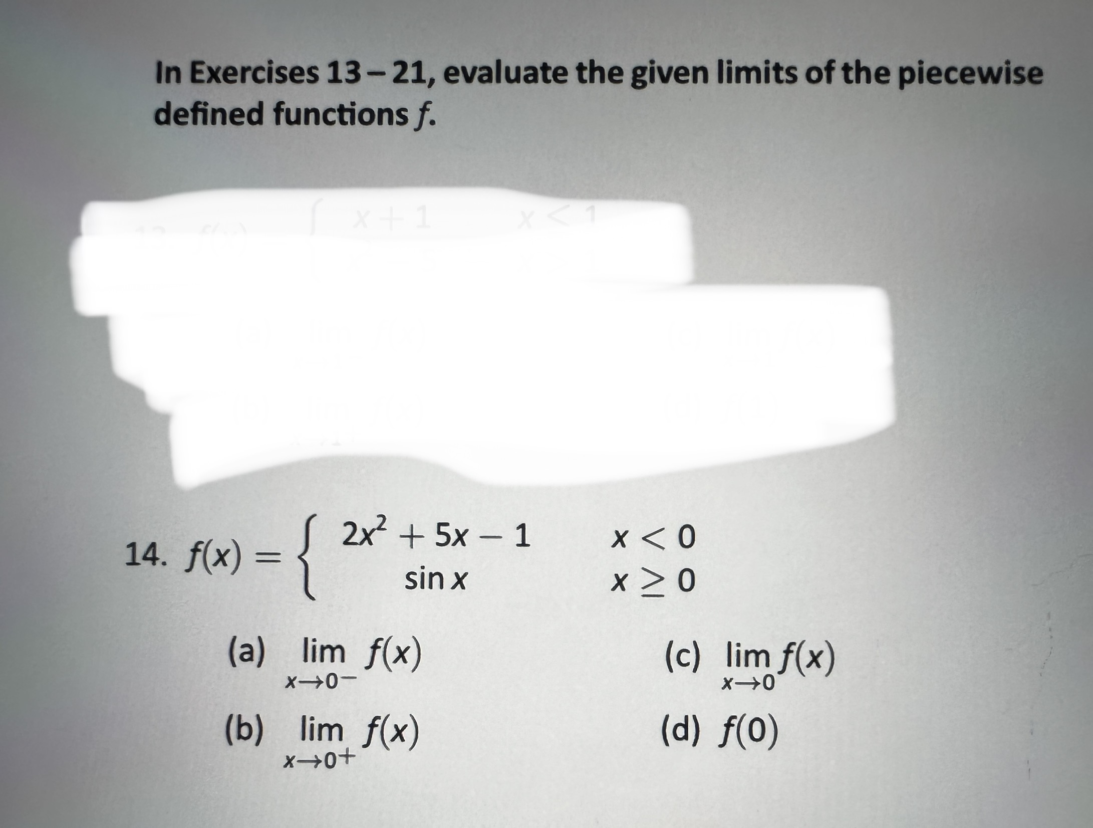 Solved In Exercises 13-21, ﻿evaluate the given limits of the | Chegg.com