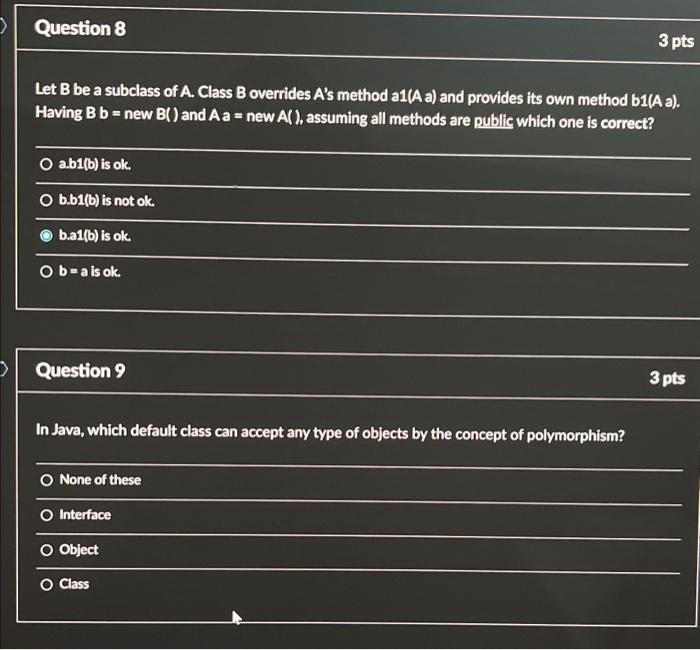 Solved Question 8 Let B be a subclass of A. Class B | Chegg.com