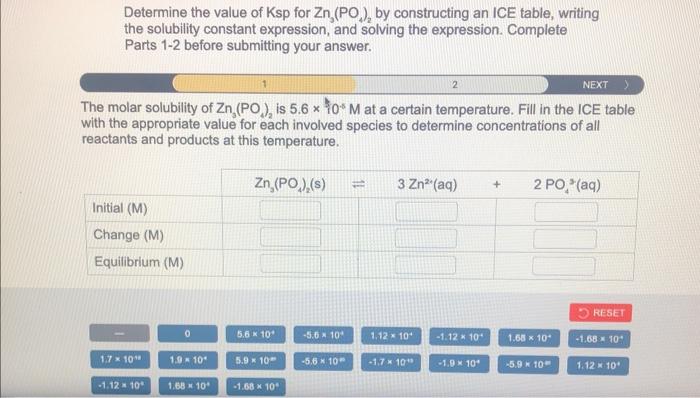 Solved Determine the value of Ksp for Zn3(PO4)2 by | Chegg.com