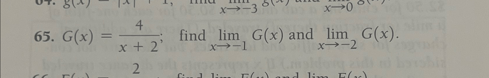 Solved G(x)=4x+2; find limx→-1G(x) ﻿and limx→-2G(x). | Chegg.com