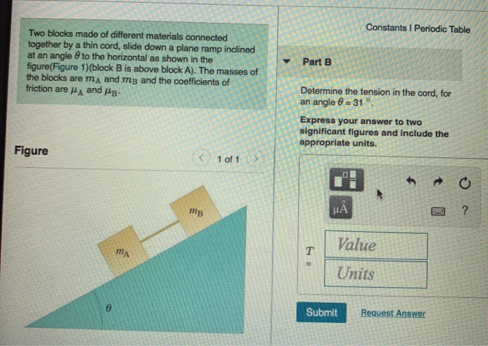 Solved: Two Blocks Made Of Different Materials Connected T... | Chegg.com