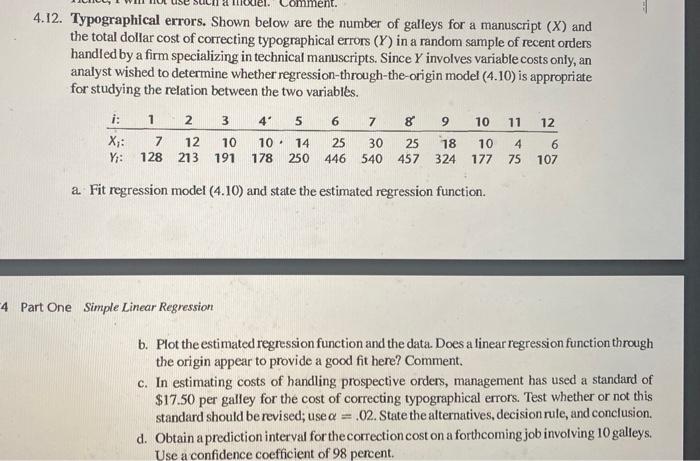 Solved 4.12. Typographical errors. Shown below are the | Chegg.com