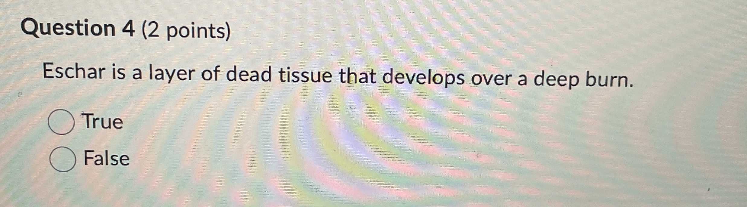 Solved Question 4 (2 ﻿points)Eschar is a layer of dead | Chegg.com