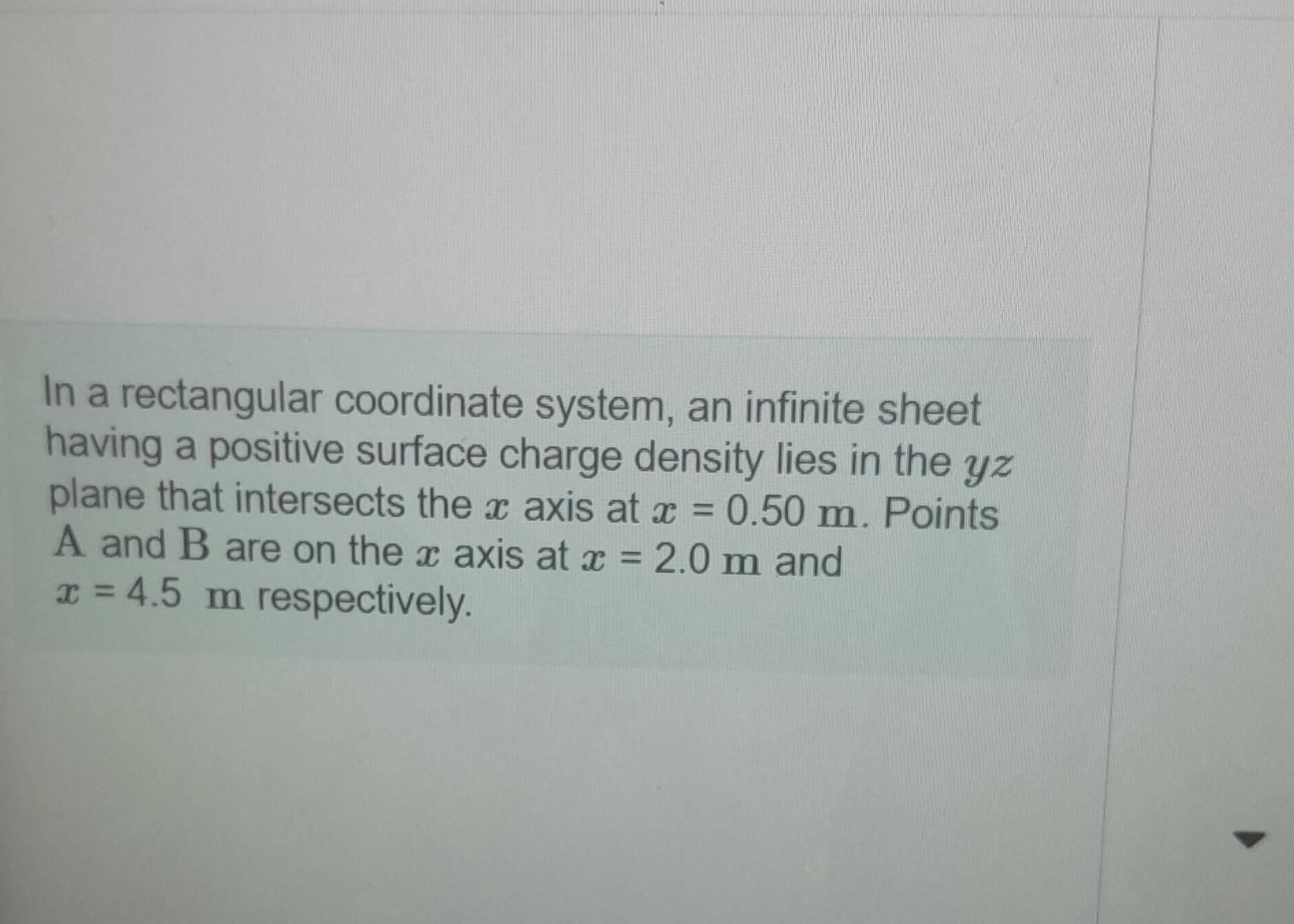 Solved In a rectangular coordinate system, an infinite sheet | Chegg.com