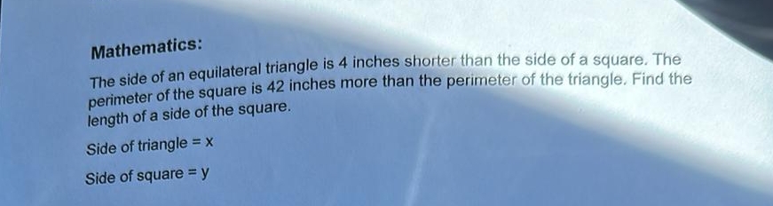Solved Mathematics:The side of an equilateral triangle is 4 | Chegg.com