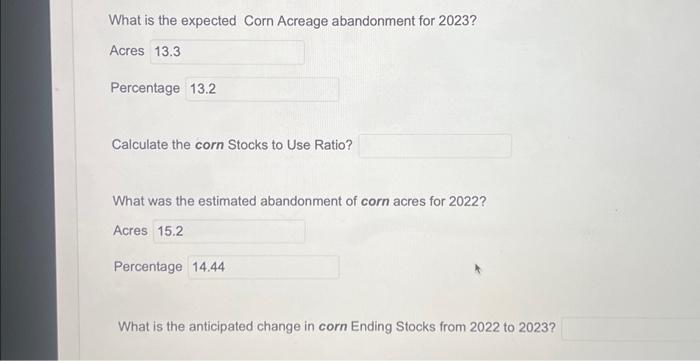 Solved April 2023 WASDE - 635 - 12What is the expected Corn | Chegg.com