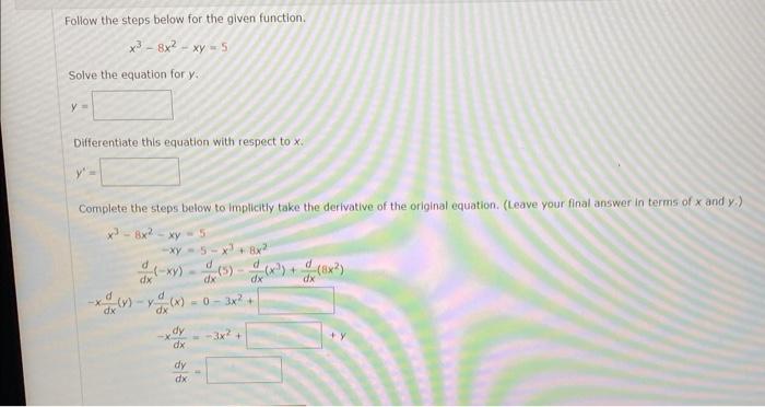 Solved Follow the steps below for the given function. | Chegg.com