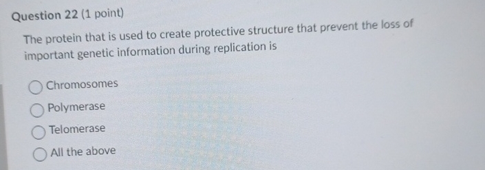 Solved Question 22 (1 ﻿point)The protein that is used to | Chegg.com