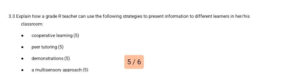 3.3 Explain how a grade R teacher can use the | Chegg.com
