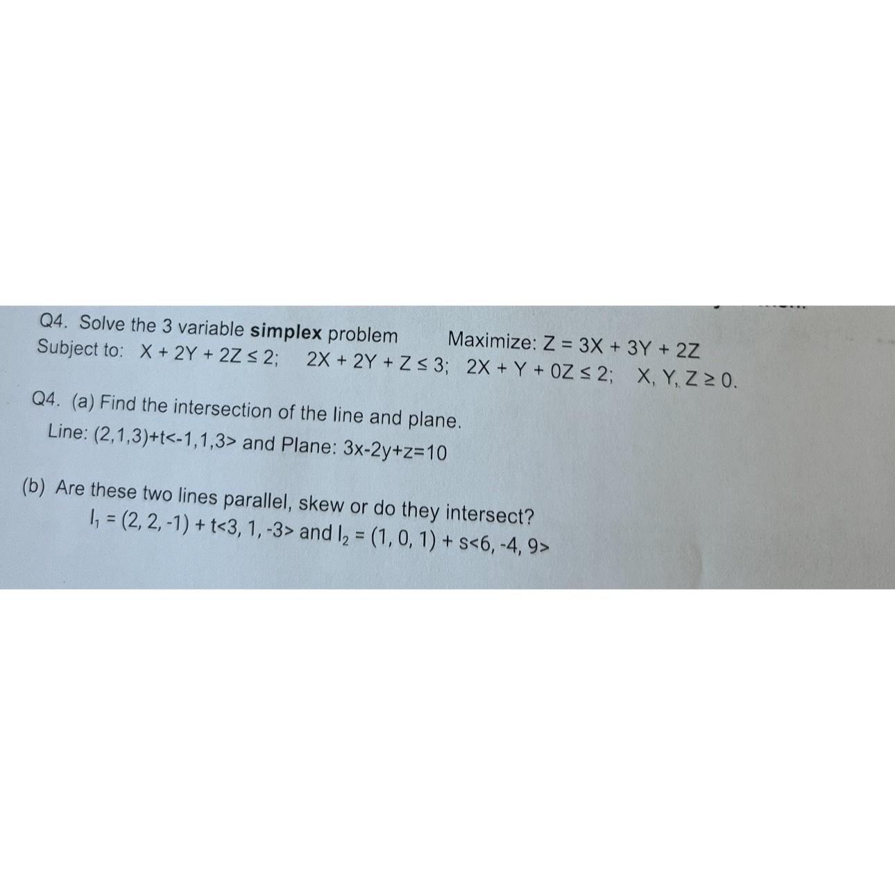 Solved Solve the 3 ﻿variable simplex problem maximize: Z | Chegg.com