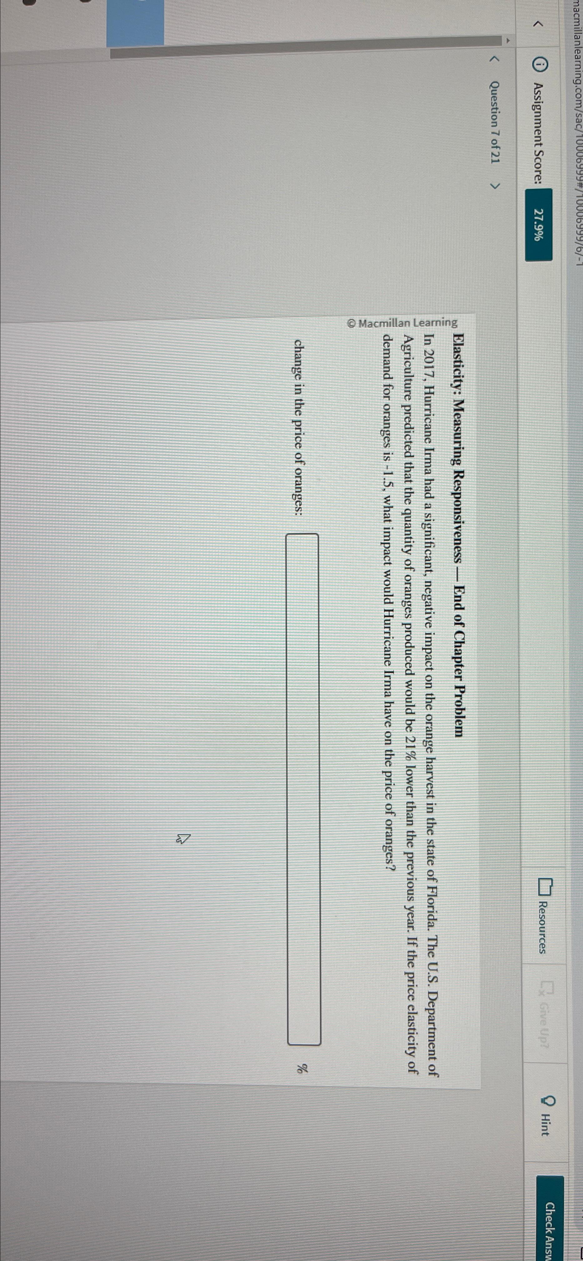 Solved Assignment Score:ResourcesHintCheck AnsuQuestion 7 | Chegg.com