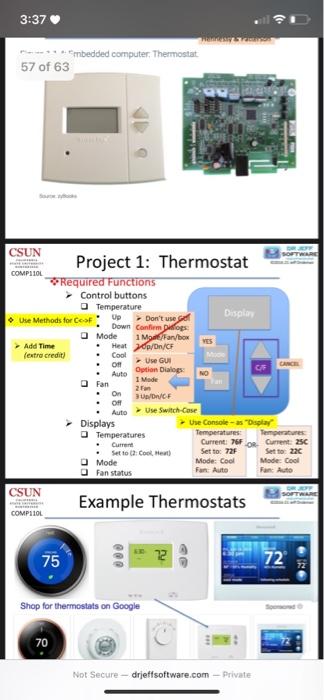 Solved 3:37 Embedded computer, Thermostat 57 of 63 CSUN | Chegg.com