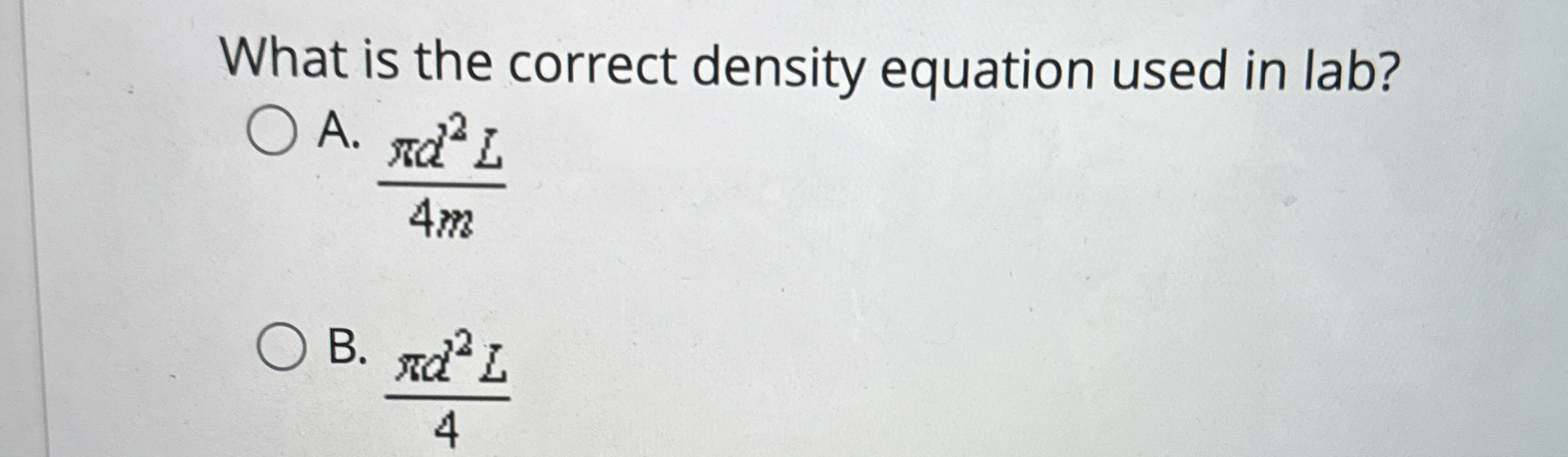 What is the correct density equation used in | Chegg.com