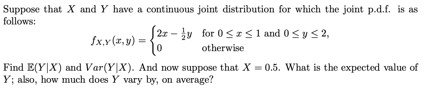 Suppose that x ﻿and Y ﻿have a continuous joint | Chegg.com
