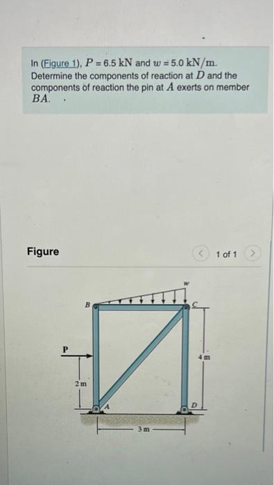 Solved In (Figure 1), P=6.5kN and w=5.0kN/m. Determine the | Chegg.com
