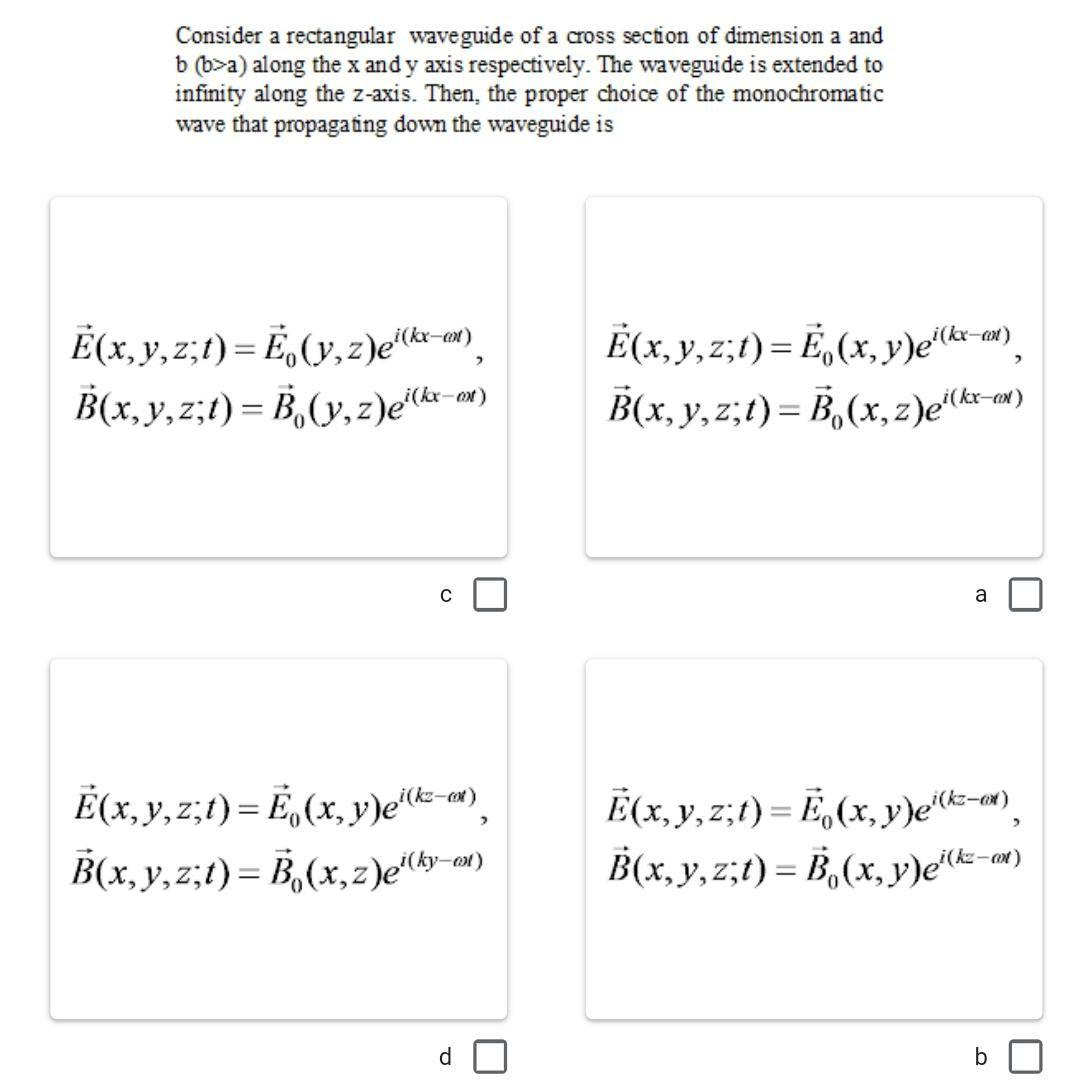 Solved Consider A Rectangular Waveguide Of A Cross Section
