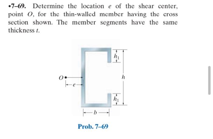 Solved .7-69. Determine the locatione of the shear center, | Chegg.com