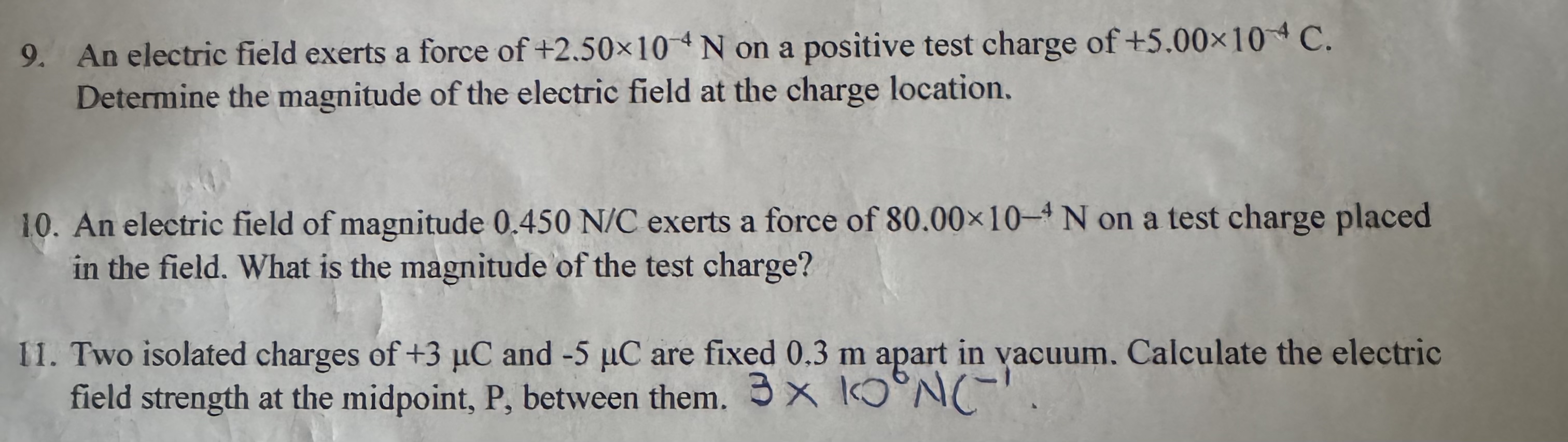 Solved An electric field exerts a force of +2.50×10-4N ﻿on a | Chegg.com