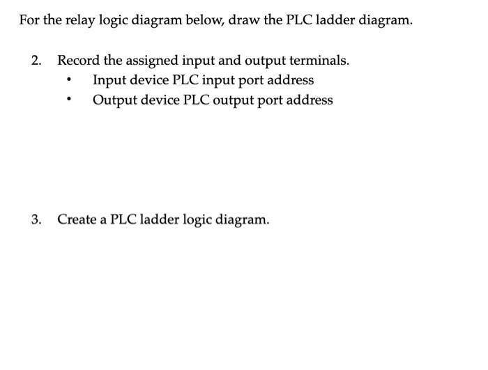 Solved For the relay logic diagram below, draw the PLC | Chegg.com