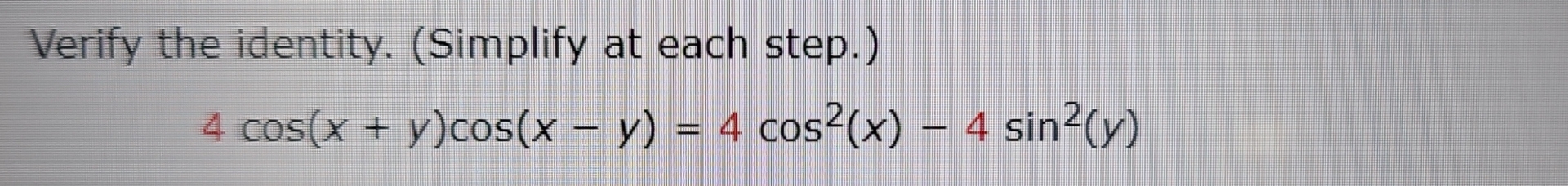 Solved Verify the identity. (Simplify at each | Chegg.com