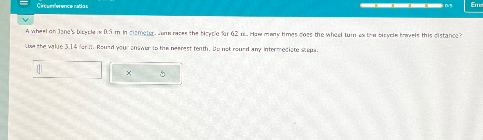 Solved Circumference ratios05A wheel on Jane's bicycle is | Chegg.com