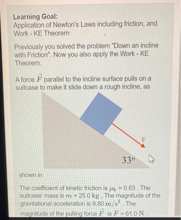 Solved Learning Goal: Application of Newton's Laws including | Chegg.com