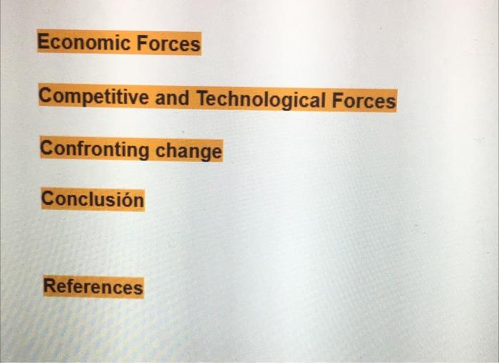Solved Economic Forces Competitive and Technological Forces | Chegg.com
