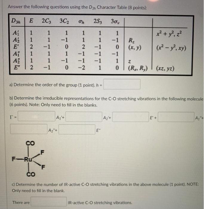 Solved Answer the following questions using the D3h | Chegg.com