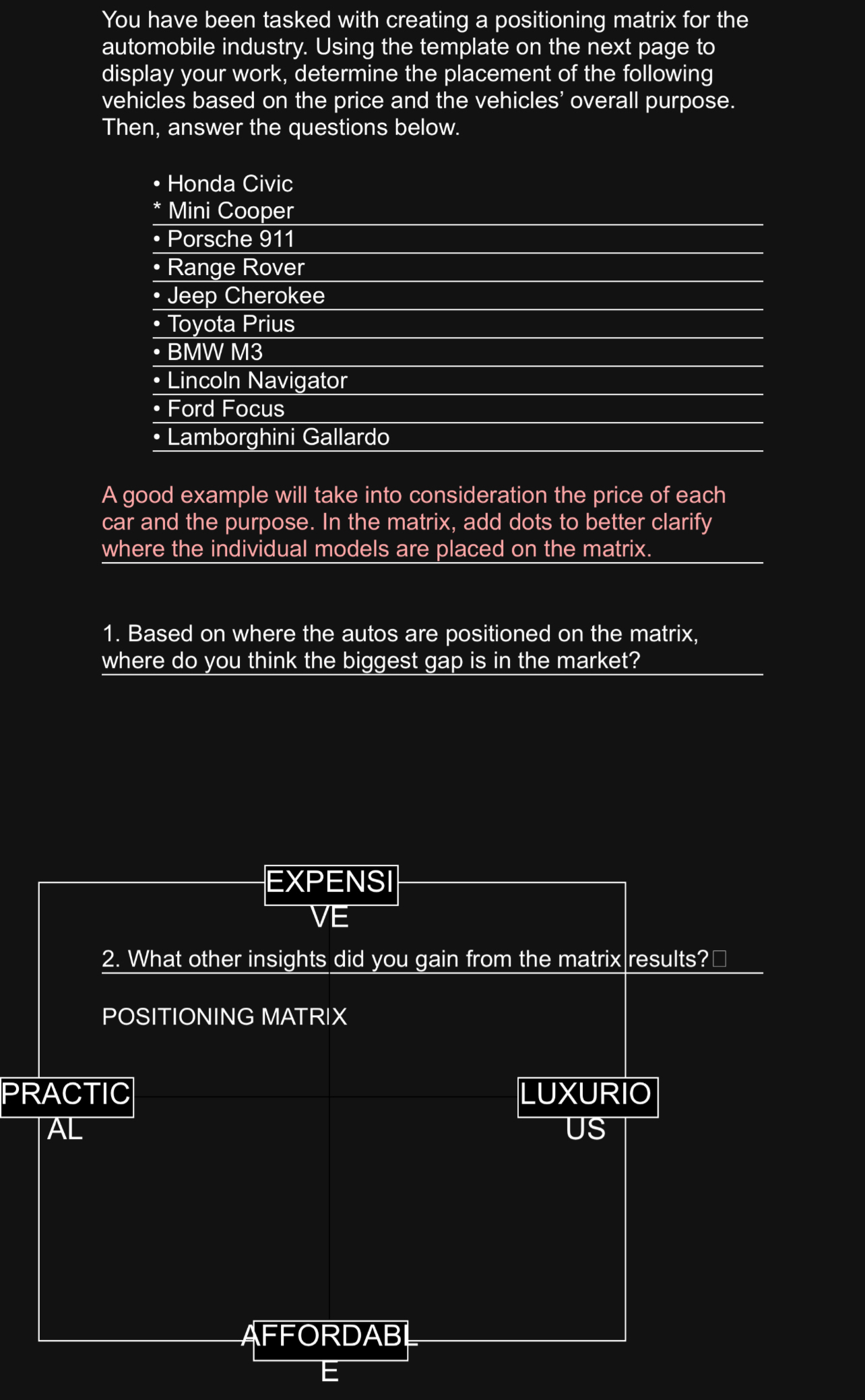 Solved You have been tasked with creating a positioning | Chegg.com