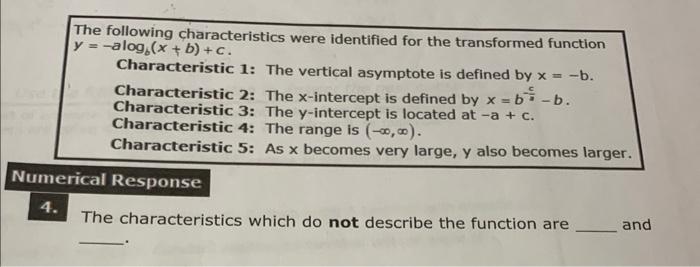 Solved The following characteristics were identified for the | Chegg.com