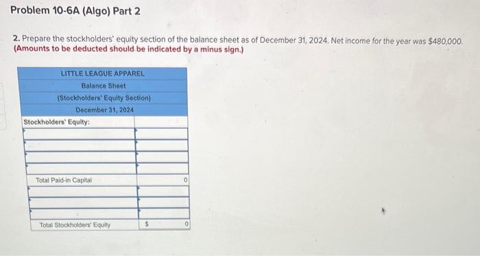 Solved Required information Problem 10-6A (Algo) Record | Chegg.com