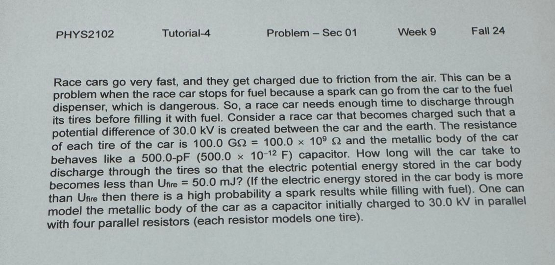 Solved PHYS2102Tutorial-4Problem-Sec 01Week 9Fall 24Race | Chegg.com