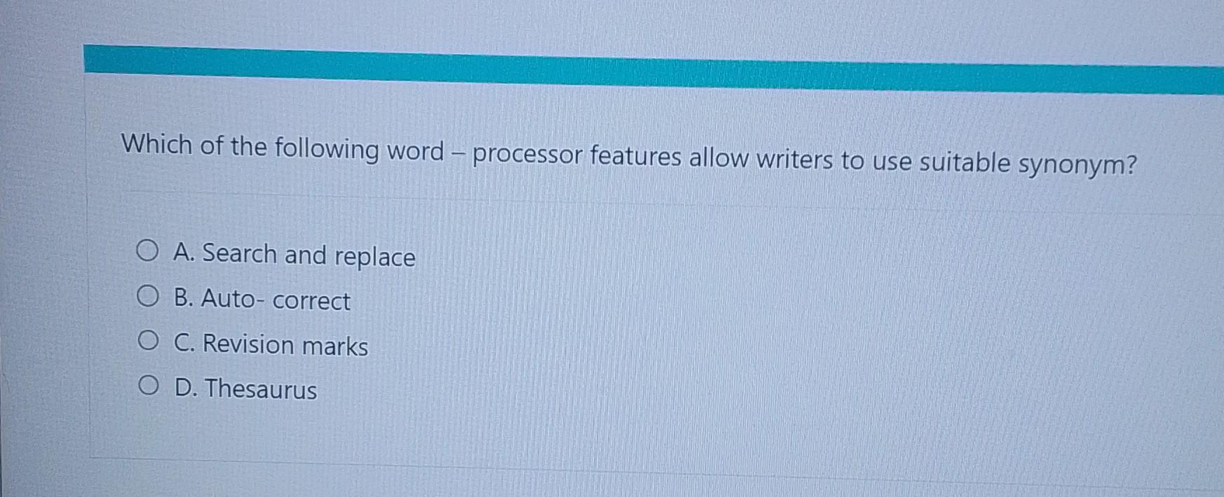 Which of the following word - processor features | Chegg.com