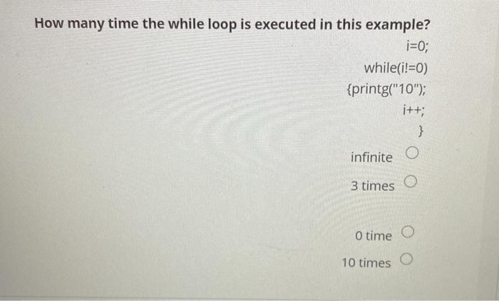 Solved How many time the while loop is executed in this | Chegg.com