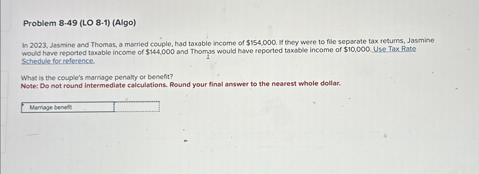 Solved Problem 8-49 (LO 8-1) (Algo)In 2023, ﻿Jasmine and | Chegg.com