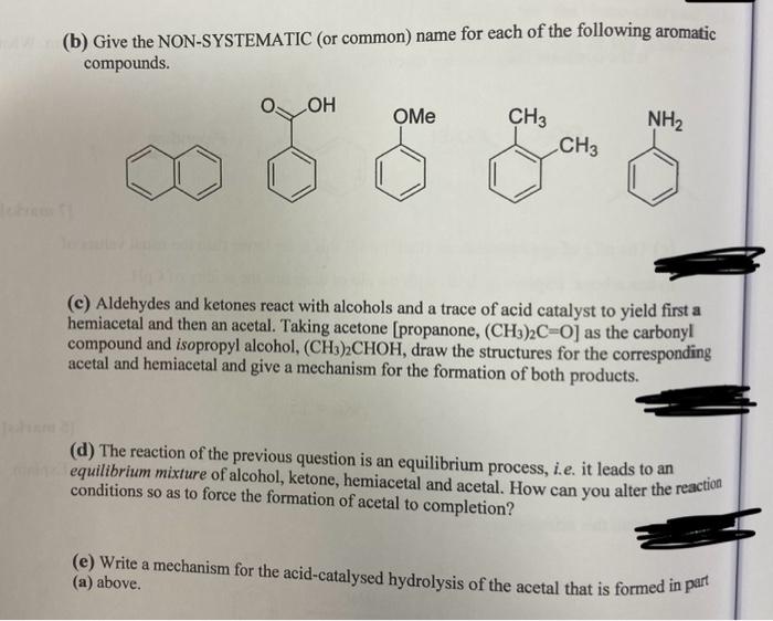 (a) One of the main reactions covered in this course | Chegg.com