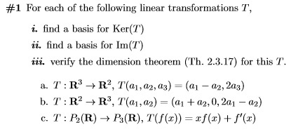 Solved #1 For each of the following linear transformations | Chegg.com
