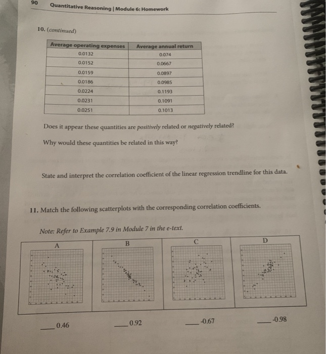 Solved 90 Quantitative Reasoning Module 6: Homework 10. | Chegg.com