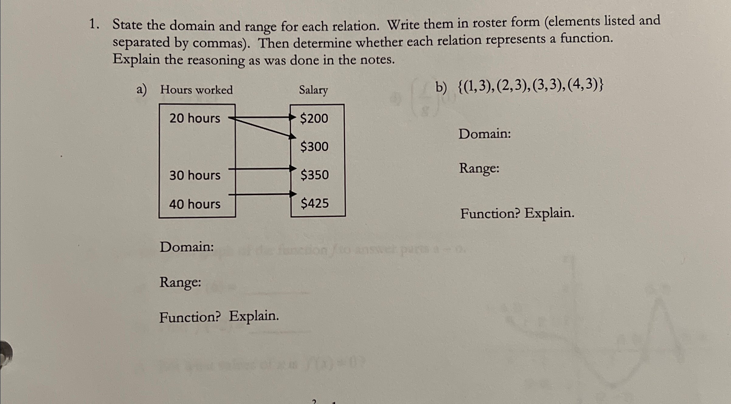 Solved State the domain and range for each relation. Write | Chegg.com