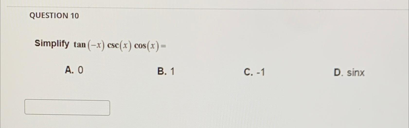 Solved QUESTION 10Simplify | Chegg.com