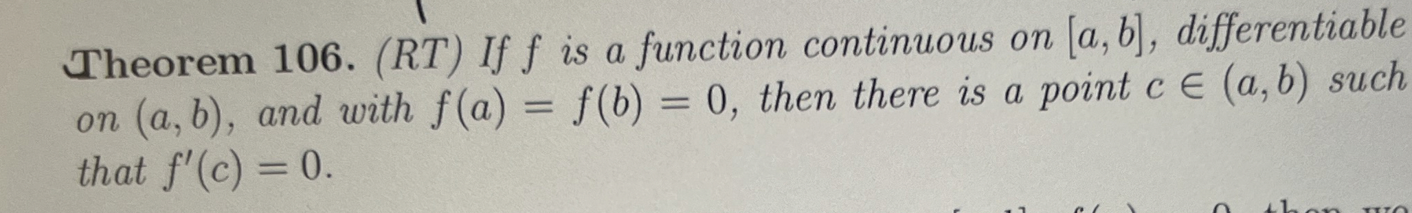 Theorem 106. (RT) ﻿If f ﻿is a function continuous on | Chegg.com