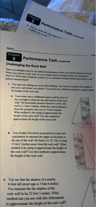 Solved Name Chapter 9 Chapter 9 Performance Task (continued) | Chegg.com