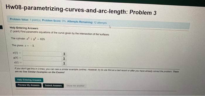 Solved Hw08-parametrizing-curves-and-arc-length: Problem 3 | Chegg.com