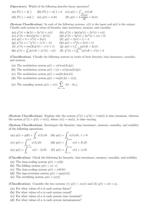 Solved (Operators) Which of the following describe linear | Chegg.com