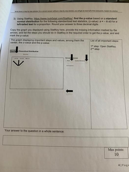 Solved 3) Using StatKey, https/l/www lock5stat com/StatKeyl, | Chegg.com