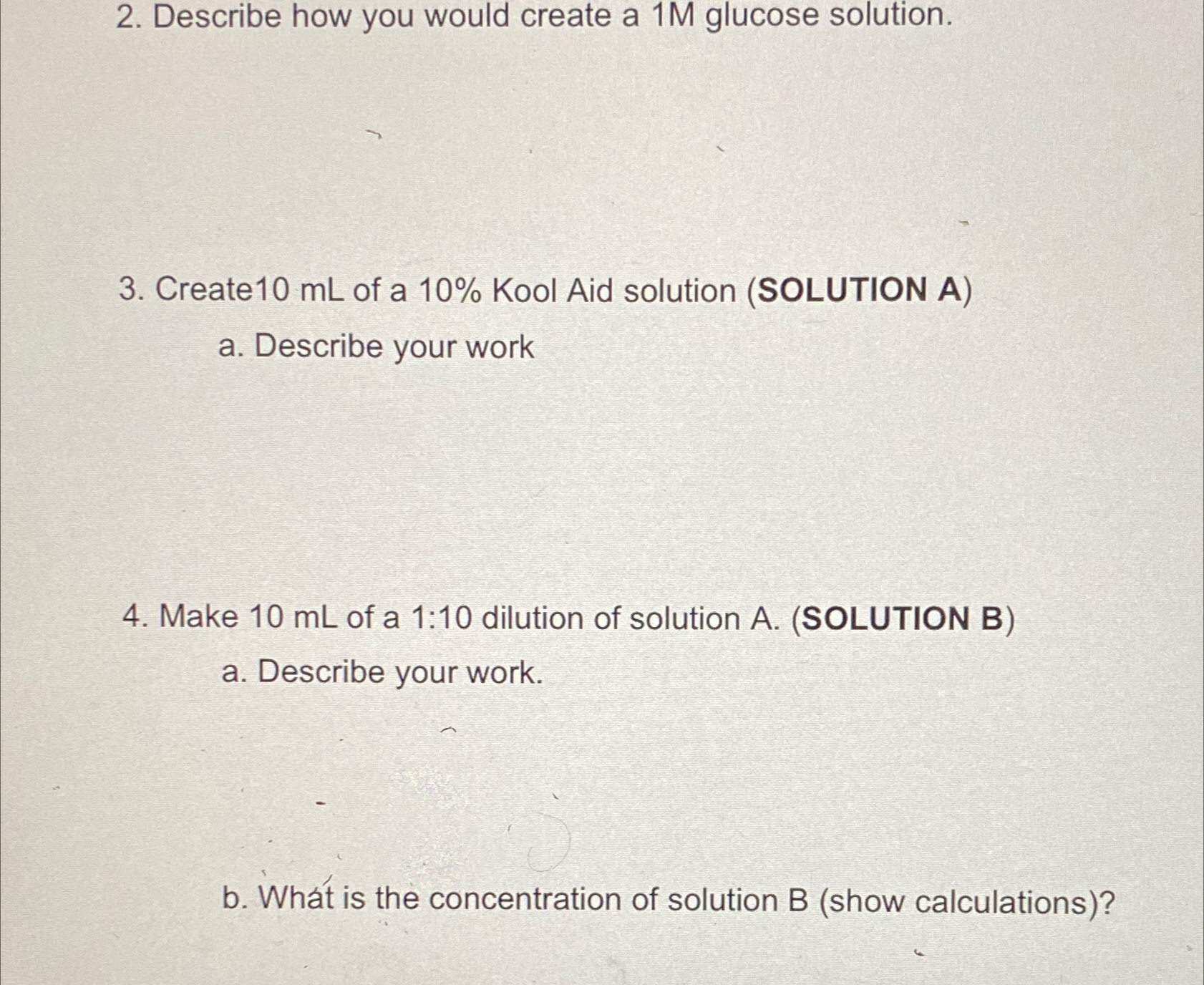 Solved Describe how you would create a 1M ﻿glucose | Chegg.com