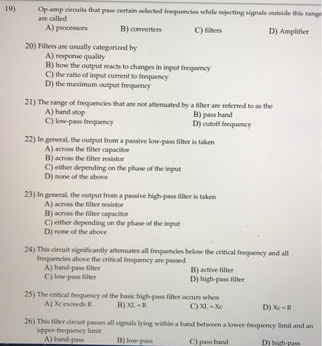 Solved 1) Name the three common terminals of a typical op | Chegg.com