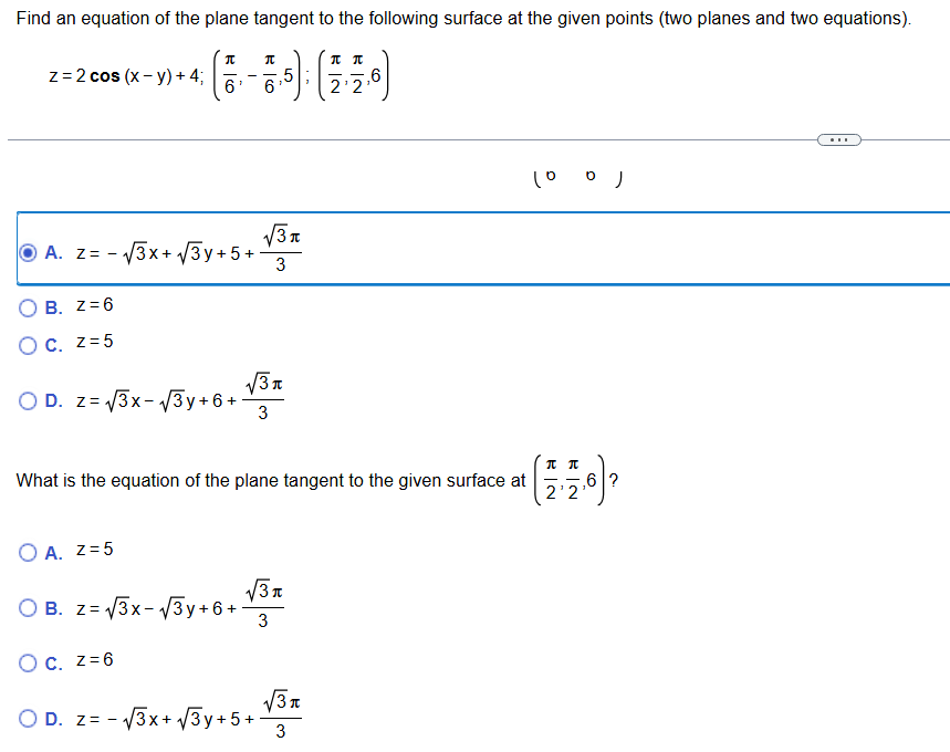 Solved Find an ﻿equation of ﻿the plane tangent to ﻿the | Chegg.com